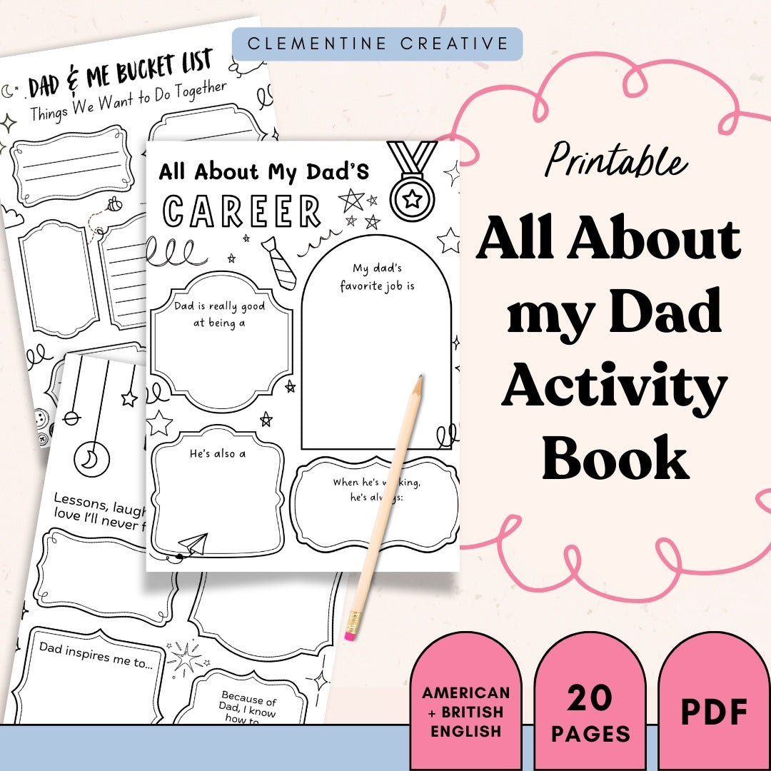 "All About my Dad" Printable Activity Book – Clementine Creative