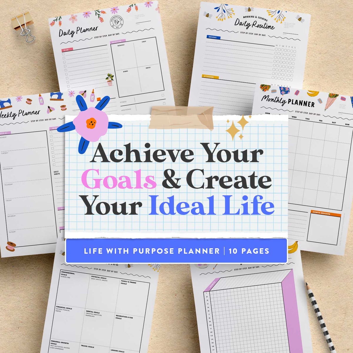 Printable Goal Setting Workbook - The Life with Purpose Planner (15 pa ...