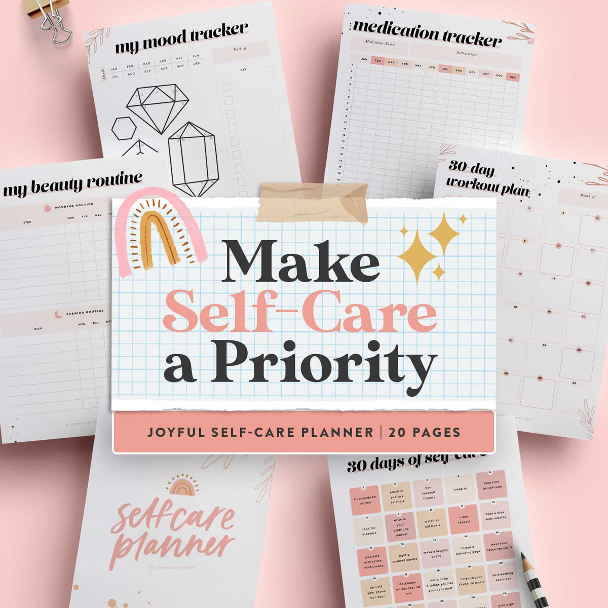 Printable Self-Care Planner - Make Self-Care a Priority (20 Pages ...